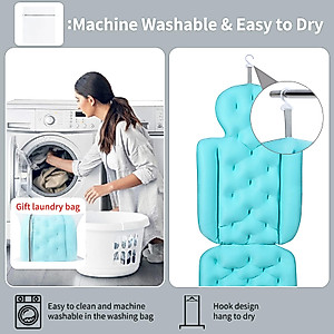 Full Body Bath Pillow for Bathtub, Bath Pillows for Tub with Mesh Laundry Bag & Non-Slip Suction Cups, 3D Air Mesh & Quick Drying Ocean Blue