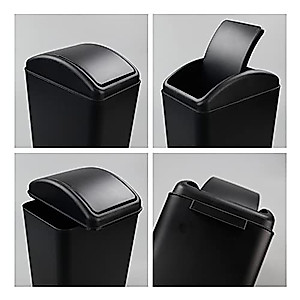 Xowine 4.2 Gallon Small Plastic Trash Can with Swing Lid, Garbage Can for Kitchen, Black