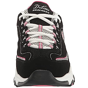 Skechers womens D'lites - Life Saver Memory Foam Lace-up Sneaker,Black/Pink,8 M US