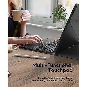 CHESONA Touchpad for iPad Pro 12.9 Case with Keyboard, Keyboard (for 12.9-inch Pro - 6th/5th/4th/3rd Generation), Detachable Bluetooth Keyboard with 7-Color Backlight, 2 Bluetooth Channels (Black)
