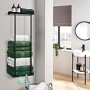 Hommtina Bathroom Towel Storage Black Towel Holder Bathroom Decor Aesthetic Towel Racks for Bathroom Bath Towel Storage for Rolled Towels Organizer