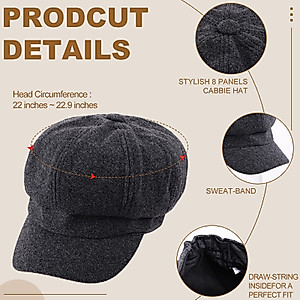 Toulite 16 Pcs Women Newsboy Hat Wool Visor Beret Cap 8 Panels Cabbie Sailor Hats Hippie Vintage Newsboy Octagonal Fiddler Hats for Women Girls