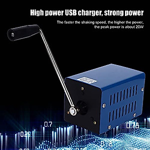 Septpenta Hand Cranked Generator, 20W USB Charging Outdoor Convenient Generator Stable Performance Low Noise Hand Crank Power Generation for Emergency Charging 3V/5V/6V/9V/12V/15V