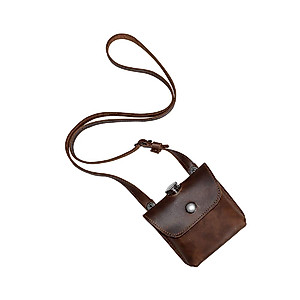 Hide & Drink, Liquor Flask Holder with Adjustable Strap (Bottle not Included) Travel Accessory, Full Grain Leather, Handmade, Bourbon Brown