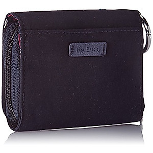 Vera Bradley Women's Microfiber Card Case Wallet With RFID Protection, Classic Navy Embroidered, One Size