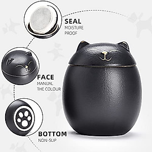 LMEILI Pet Urns for Cats Box Ashes Keepsake Memorial Cremation Small Dog Animal Ceramics Ashes Funeral Urn Personalized (Small Black)