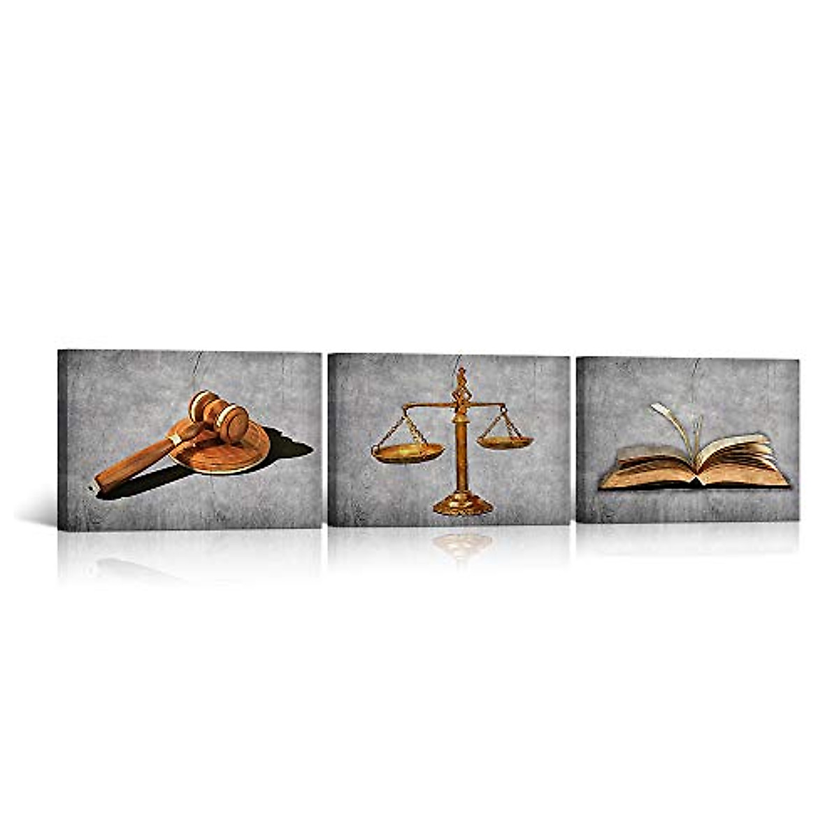 HOMEOART Lawyer Office Decor Painting Black and White Canvas Prints Framed Ready to Hang 12"x16"x3 Panels