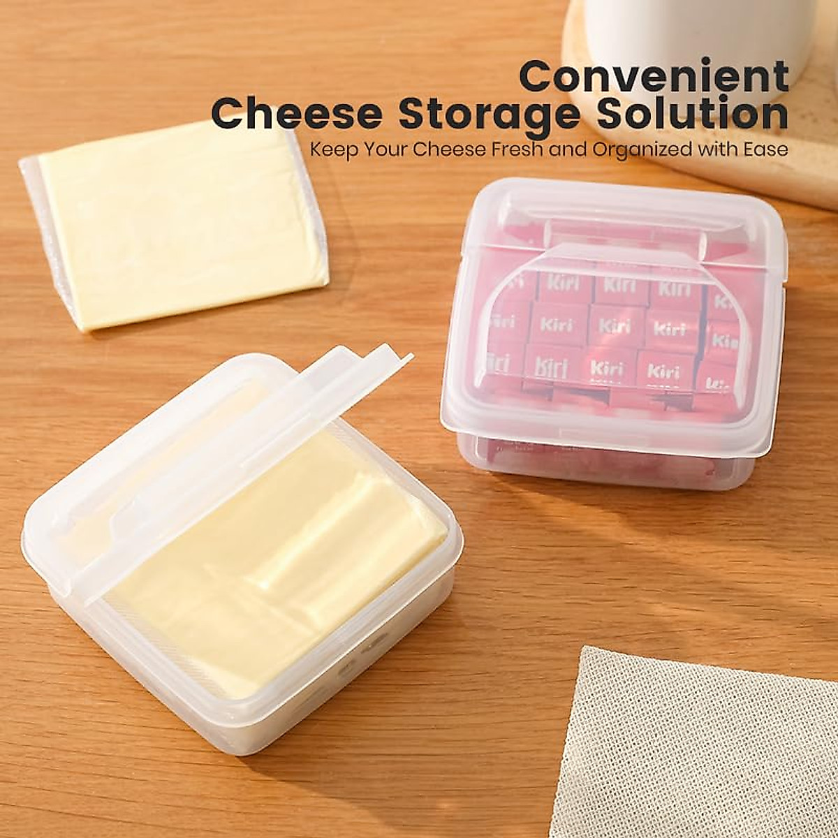 YAFIYGI Sliced Cheese Container for Fridge Clear Plastic Flip Lid Cheese Slice Storage Box Refrigerator Organizer for Food Grated Cheese Singles Convenient Holder Keeps Cheese Fresh Longer