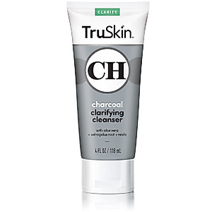TruSkin Charcoal Cleanser Facial Cleanser – with Activated Charcoal, Reishi Mushroom and Ylang Ylang Blossom – Skin Care Made to Balance, Detoxify, and Cleanse Deeply, 4 fl oz