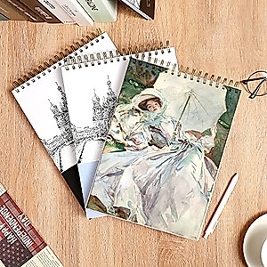 Top Spiral Sketchbook for Drawing Hardcover 9 x 12 Large Sketch Book for Women Men Girl 105 Sheets (68lb/100gsm) Premium Paper Sketch Pad, Black