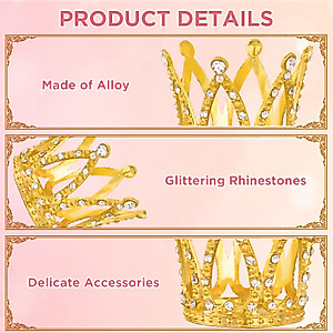 15 Pieces Gold Crown Cake Topper, UBTKEY Mini Crown for Flower Arrangements Bouquets, Small Tiara Crown Cake Topper for Birthday Wedding Party Favors (3 Styles)