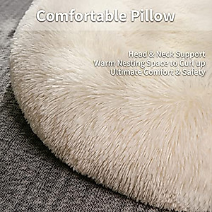 WELLYELO Small Calming Dog Bed Sofa Couch for Small Dogs and Cats - Fluffy Plush Mats for Furniture Protector With Washable Cover (30x26x5, White)