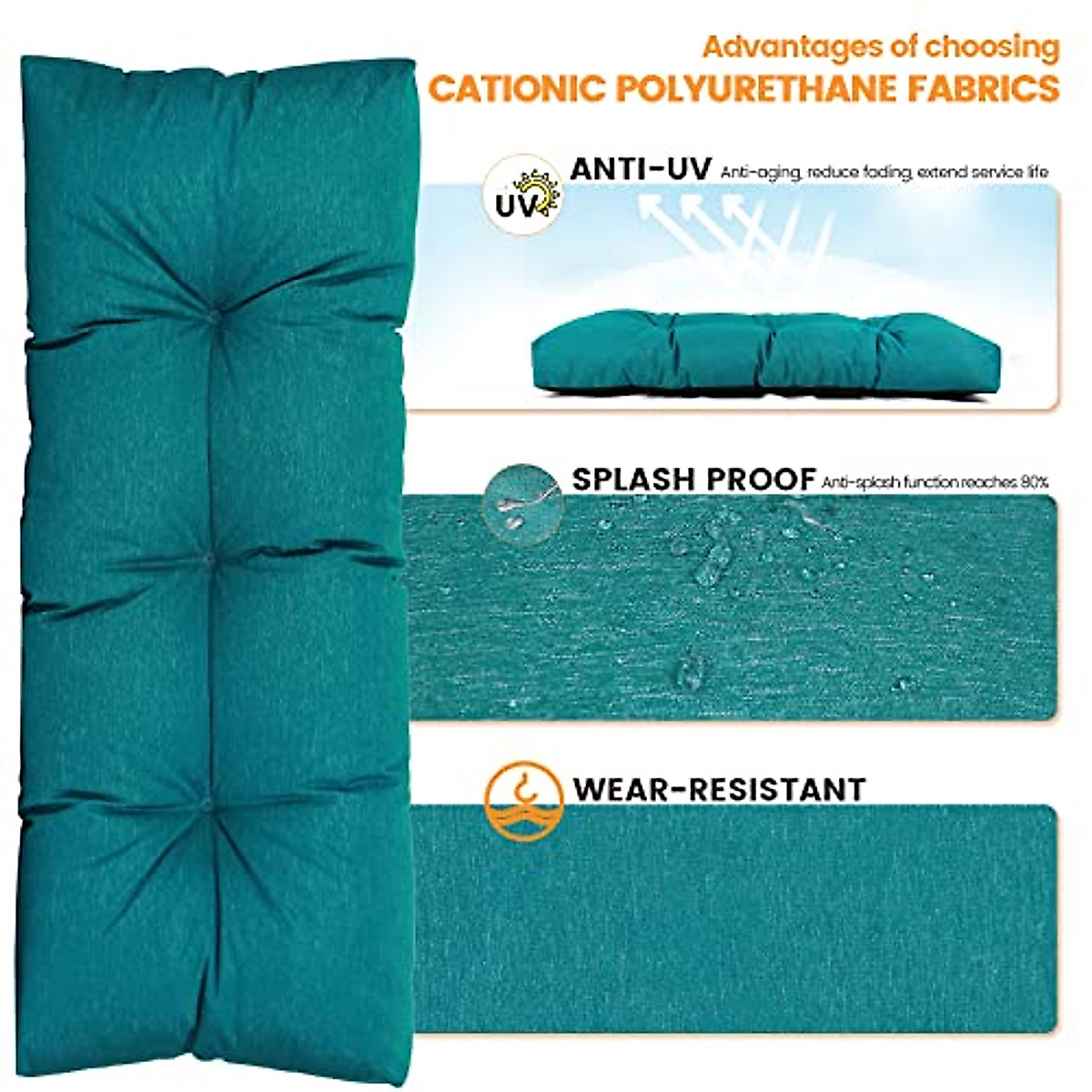 ROFIELTY Custom Outdoor/Indoor Bench Cushion,Bench Cushions 36 * 14 inch_Piano Bench Cushion_Patio Furniture Cushions,Bench Cushions for Indoor/Outdoor Furniture