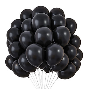 RUBFAC 120pcs Black Balloons 12 Inches Latex Balloons, Matte Black Balloons for Birthday Baby Shower Graduation Anniversary Wedding Party Supplies Garland Arch Decoration