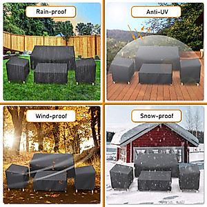 STARTWO Outdoor Furniture Cover Waterproof, Patio Furniture Covers 4 Piece Set, Heavy Duty 500D Patio Furniture Set Cover for Chairs, Couch, Table Coffee, Black