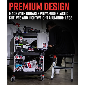 Adam's Polishes Standard Detailing Cart, Custom Mobile Rolling Utility Detailing Tool Cart Organizer for Garage DIY Home Projects, Extra Storage for Mechanics & Detailers During Repairs Car Wash/Wax
