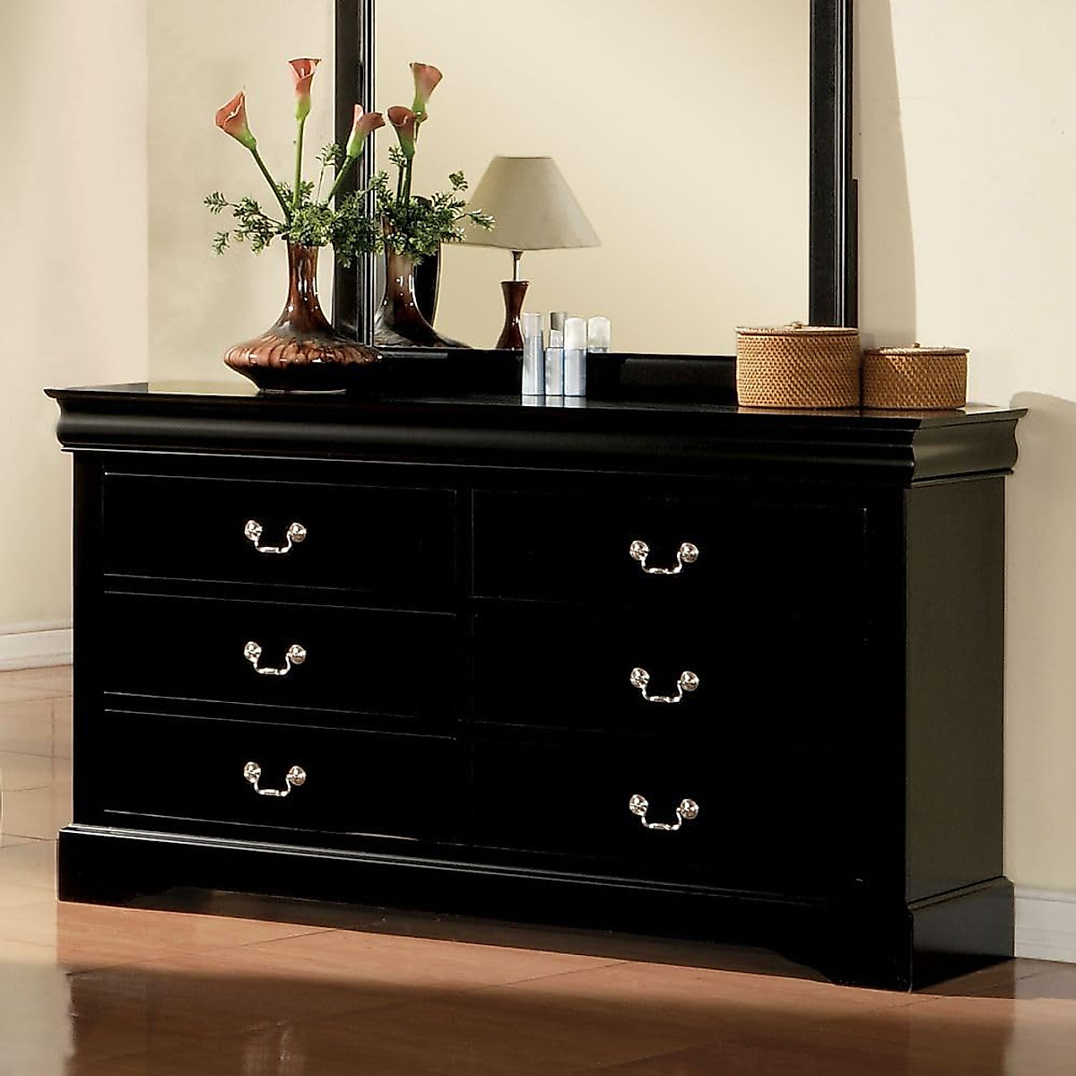 Acme Louis Philippe III Wooden 6-Drawer Dresser in Black
