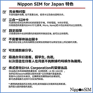 Nippon SIM for Japan 30 Days 3GB 4G LTE Data (No Voice/Text) 3-in-1 SIM Card | docomo Network | Japan Local Support | No Activation No Contract | Supports Tethering | 短期帰国・短期来日最適 安心メーカーサポート
