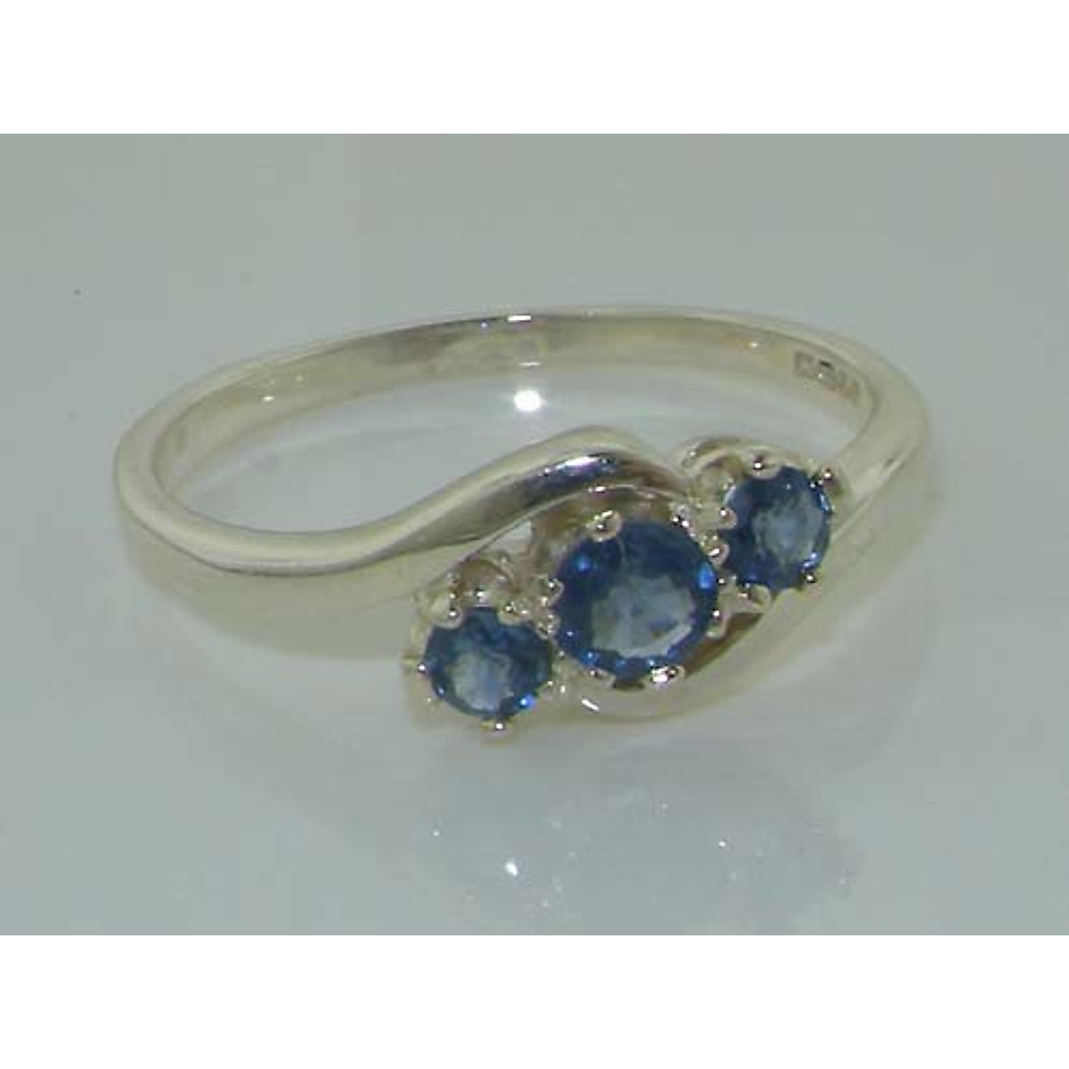 LetsBuyGold 925 Sterling Silver Natural Sapphire Womens Anniversary Ring - Size 10.25