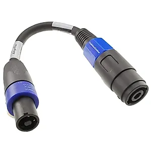 CablesOnline, 6 Inches Mono-Bridged Speaker/Amplifier 12AWG Adapter-Cable, Speakon 4-Pole Female to Male Connectors, (Pinout 1+/1+ and 2+/1-)