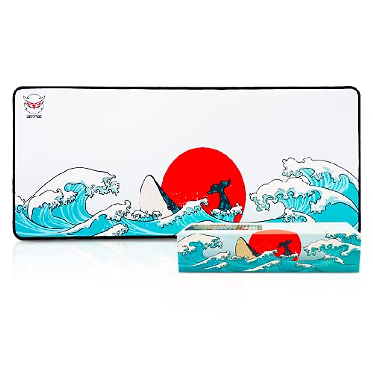 Womier Large Mouse Pad, Coral Sea Gaming Mouse Pad, Waterproof Big Desk Pads 27.6 x 11.8 Inches, Non-Slip Rubber Table Mat for Office Laptop PC Gamer, Kanagawa Surfing MousePads