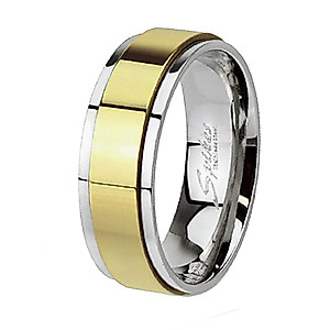 MABELLA His & Hers 3 Pcs Gold Plated Mens Matching Band Womens Princess Cut Stainless Steel Wedding Ring Set Women's Size 9 Men's Size 12