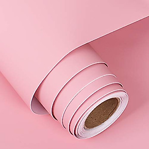 FunStick Solid Pink Wallpaper Pink Peel and Stick Wallpaper Pink Contact Paper Self Adhesive Thick Removable Wall Paper Roll for Girls Bedroom Nursery Walls Cabinet Drawers Kids Vanity Desk 12" x 200"