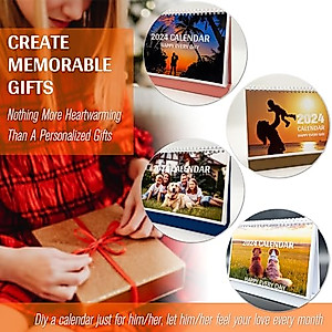 Custom Photo Desk Calendar 2024-2025, Personal Home Office Classroom School Monthly Desktop Calender for Family Kids Teacher Birthday Diy Personalized Calendar Gifts