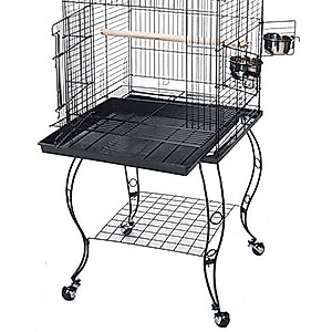 Large 64-Inch Open Dome Roof Top for Parrot Lovebird Cockatiel Cockatiels Parakeets Bird Cage with Removable Stand (20" x 20" x 64"H, Black Vein)