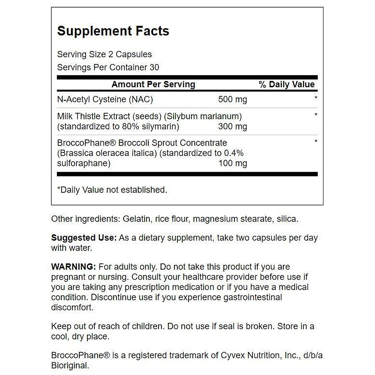 Swanson Nac Detox with Milk Thistle - with Broccophane 60 Caps