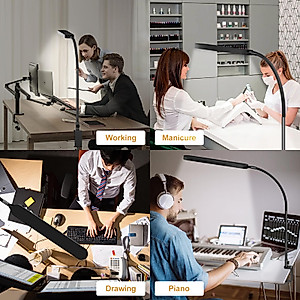 SKYLEO Desk Lamp for Office Home- 34" LED Desk Light - Touch Control - 5 Color Modes X 11 Brightness Levels - 1300ML(112 Pcs Lamp Beads) - Timmer & Memory Function - 12W Clip On Light - Black