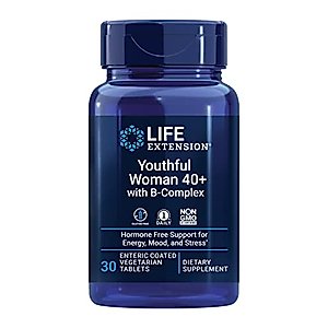Life Extension Youthful Woman 40+ with B-Complex - Vitamin B Supplement for Women - Thiamine, Riboflavin, Niacin, Vitamin B6, Vitamin B12, Siberian Rhubarb + more - Gluten Free, Vegetarian - 30 Tablet