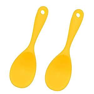 Silicone Rice Paddle Spoon Set of 2,Non Stick Heat Resistant Kitchen Gadge Rice Spoon,Rice Scooper,Rice Spatula,Rice Spoon Paddle,Rice Cooker Spoon,Works for Rice,Mashed Potato Or More (Yellow)