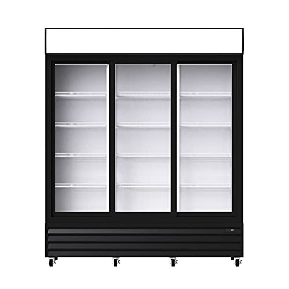 Procool Refrigeration Commercial SLIDING 3-Door Merchandiser - High Efficiency Glass Front Display Cooler; 53 Cubic Ft., black, white