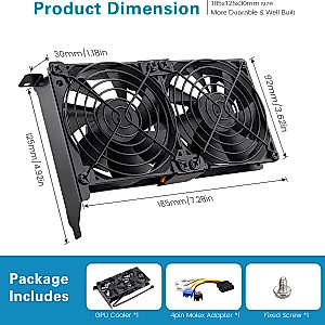 GDSTIME Graphic Card Fans, Graphics Card Cooler, Video Card Cooler, PCI Slot Dual 90mm 92mm Fans, VGA Cooler