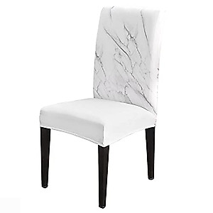 Chair Protector Seat Covers White Marble Gray Crack Stretch Removable Dining Room Chair Cover Set of 6,Modern Abstract Ink Agate Art Slipcovers for Kitchen Party Hotel Wedding