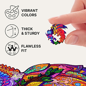 UNIDRAGON Original Wooden Jigsaw Puzzles - Fairy Bird, 107 Pieces, Small Size 7.1 x 9.1, Beautiful Gift Package, Unique Shape Best Gift for Adults and Kids