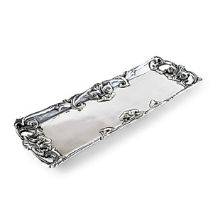 Arthur Court Designs Aluminum Fleur-De-Lis Oblong Tray Food Serving 17 inch x 6 inch