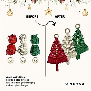 3 in 1 Macrame kit Adult Beginner: 3 DIY Christmas Macrame Tree, Crafts for Adults, Macrame Cord 3mm, Boho Christmas Decor, Macrame Kits for Adults with Written Instructions and Video Tutorials