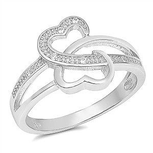 Open Infinity Love Heart White CZ Ring New .925 Sterling Silver Band Size 9