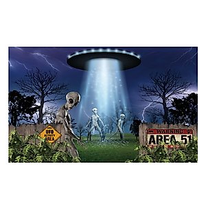 Funnytree UFO Alien Backdrop Spaceship Halloween Birthday Party Supplies Banner Flying Saucer Scary Science Background Decor Favors Gifts Photobooth Props