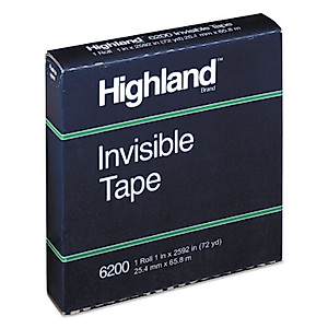 Highland 620025921 Invisible Permanent Mending Tape, 1-Inch x 2592-Inch, 3-Inch Core