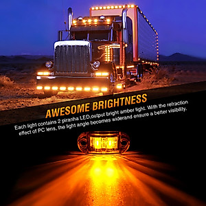 Nilight 2.5Inch Oval Side Marker Light 10PCS 2 Diode LED Trailer Fender Light Clearance Light Waterproof Surface Mounted for 10-30V Truck Camper Boat Lorry