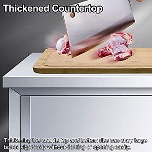 CHBMZ Stainless Steel Prep Table, W/Sliding Doors, Heavy Duty Workbench W/Cabinet, with Backsplash and Undershelf for Kitchen Restaurant (Size : 80x60x80cm/31x24x31in)