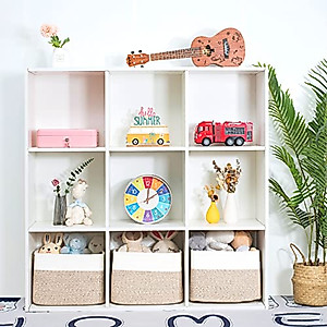 MINTWOOD Design Storage Basket for Shelves, Playroom and Classroom Storage Basket, Book Basket, Decorative Storage Cube Bin, Woven Closet Organizer, Baby Nursery Basket, Light Brown