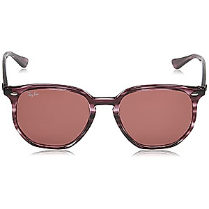 Ray-Ban RB4306 Hexagonal Sunglasses, Striped Bordeaux Havana/Dark Violet, 54 mm
