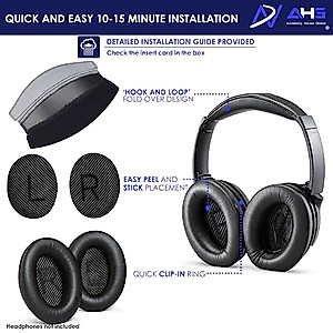 Replacement QC35 / QC35 ii earpads and QC35 Headband / QC35 ii Headband V3 pad Cushion Compatible with Bose QuietComfort 35 (QC35) and Bose QuietComfort 35 ii (QC35 ii) Headphones (AHG-QC35-COMBO)