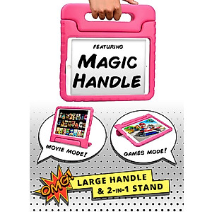 Official Cooper Dynamo Kids iPad Case 9th Generation | iPad 9th Generation Case Kids, iPad 8th/7th/10.2 inch Case for Kids, Lightweight with Screen Protector, Handle, Pencil Holder (Bubble Gum Pink)