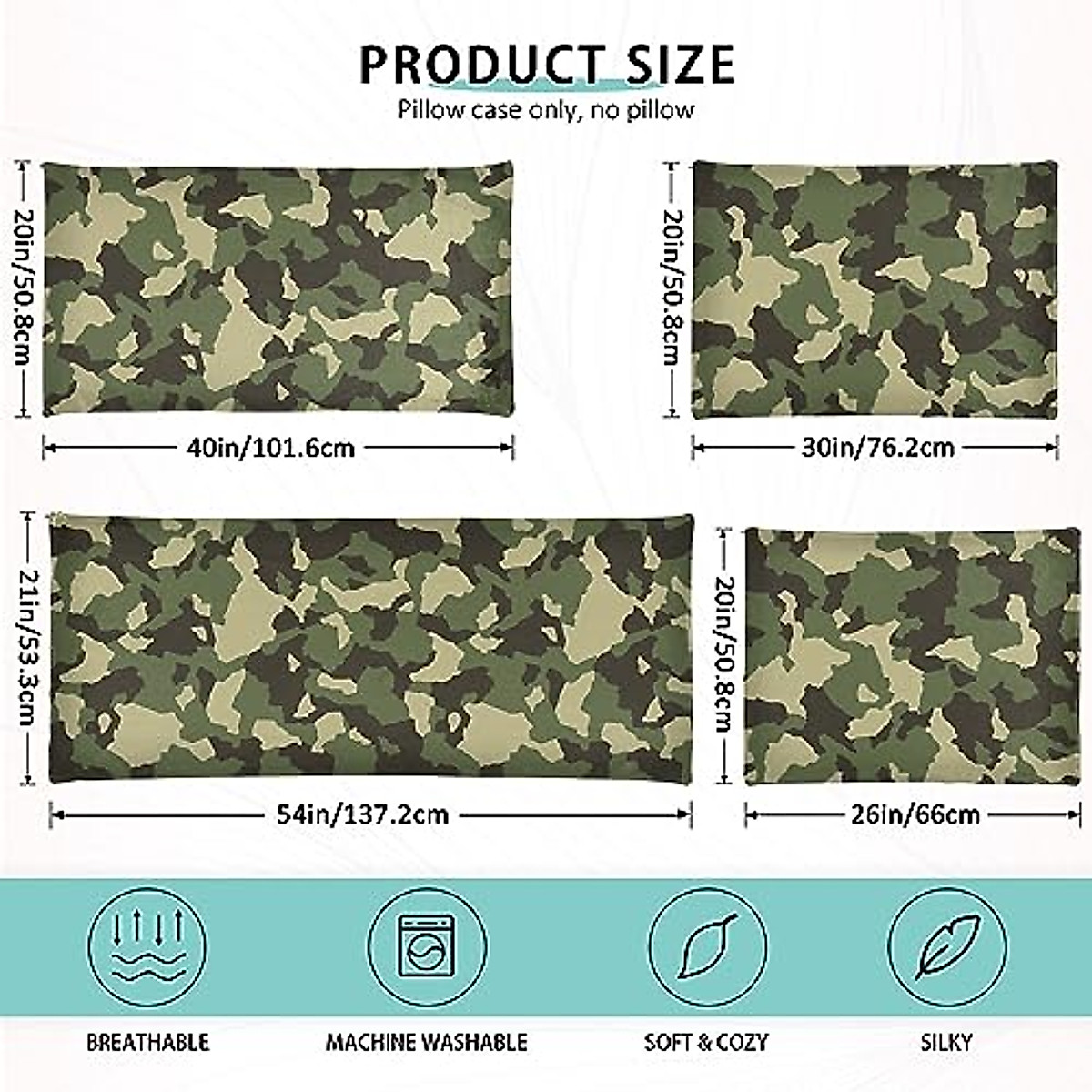 Camouflage Army Green Pillow Cases King Size Velvet Pillow Covers Super Soft Decorative Pillowcase with Zipper for Bedroom Sofa Couch Home Decoration