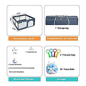 Baby Playpen, Playpen for Babies and Toddlers, Baby Play Pen for Toddler, Baby Playard with Gate, 50×50 inch Sturdy Safety Baby Fence with Anti-Slip Base, Play Yard Indoor Outdoor Kids Activity Center